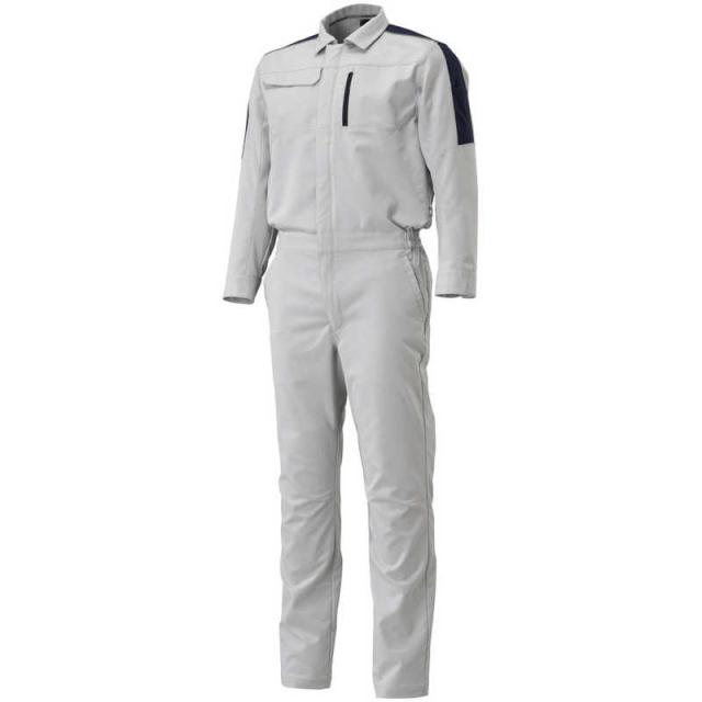 ミズノ　つなぎ(通年向け) ［ユニセックス］ 3XL-8 04：ライトグレー×ネイビー　F2JK158104