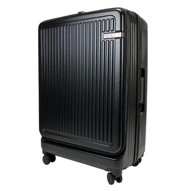 ACE　DESINED BY ACE IN JAPAN フロントオープンラゲージ 87-97L 拡張型サイズ ［TSAロック搭載］ ブラック　ACE-548301