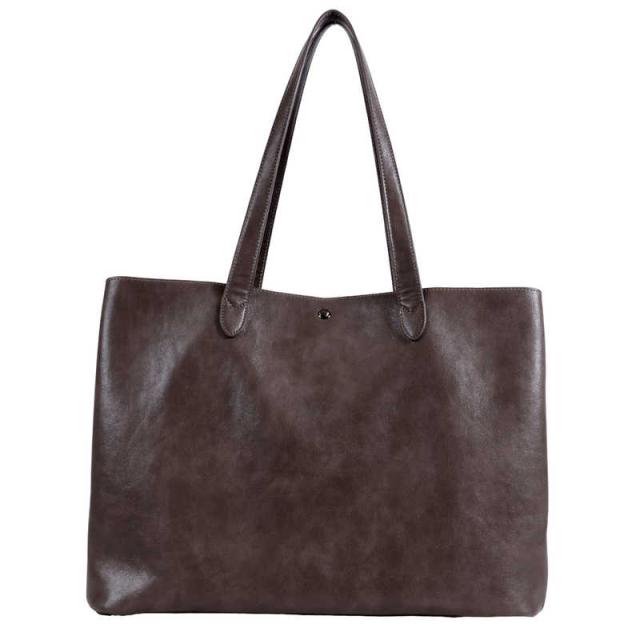 FULCRO　トートバッグ カジュアルバッグ ビジネストート PC対応 15inch フェイクレザー ダークブラウン　fca-1004-DBR