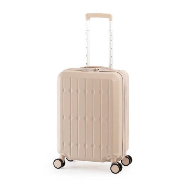 A.L.I　スーツケース ジッパータイプ 宿泊目安：1〜3日間 37L ドリンクホルダー付き ダブルキャスター ラテ　ALI-6030SD-18W