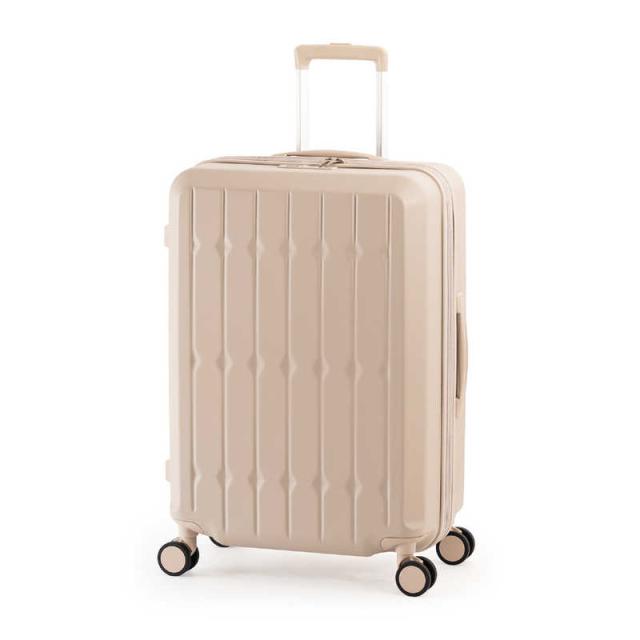 A.L.I　スーツケース ジッパータイプ 宿泊目安：4〜6日間 66L ドリンクホルダー付き ダブルキャスター ラテ　ALI-6030SD-24W