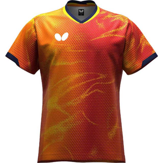 バタフライ　卓球用品 Butterfly  エリスター12・シャツ [男女兼用 /SSサイズ] ダージリンレッド  (返品交換不可)　47120