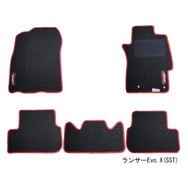 MONSTERSPORT　フロアマット ランサーエボリューション10/ランサーEvo.X［CZ4A］SST車用(＊1型寒冷地仕様対応) ブラック×レッド　3PSQ16