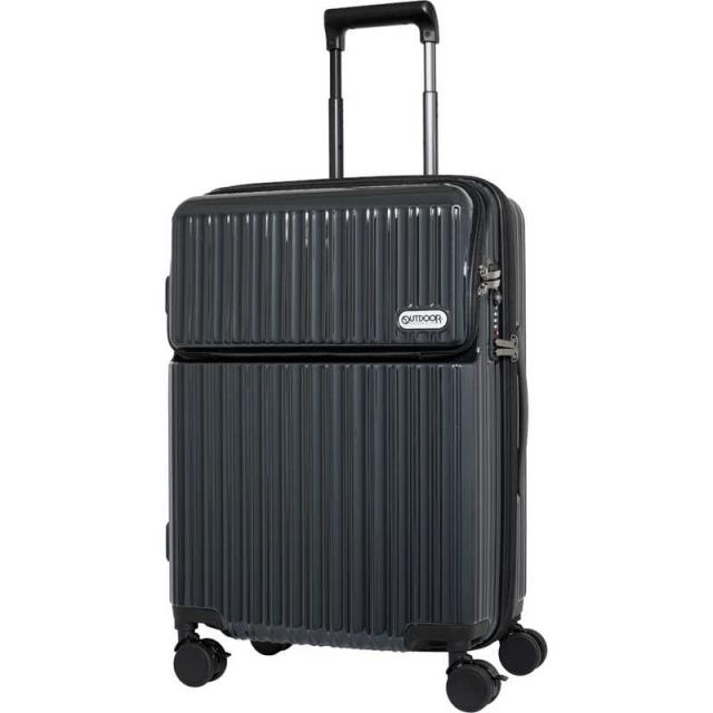 OUTDOOR　スーツケース ファスナータイプ 旅行日数目安： 5〜6泊 56L 拡張時65L TSAロック搭載 フロントオープン フットストッパー付き 預け入れ無料 ［TSAロック搭載］ インクブラック　OD-0890-57N-IBK