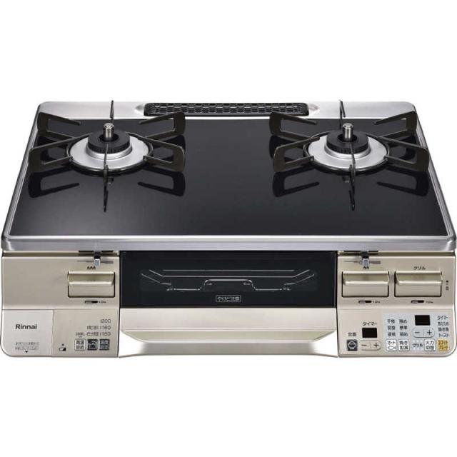 リンナイ　Rinnai　ガステーブルコンロ ブラック シャンパン  60cm 都市ガス12・13A 左強火　RTE65VACBA-GL