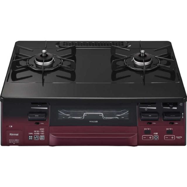 リンナイ　Rinnai　ガステーブルコンロ ブラック レッドトーン 約60cm 都市ガス12・13A 左強火　KG66VTARL