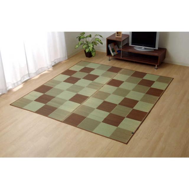 イケヒコ　い草ラグカーペット 『Fブロック2』 ブラウン