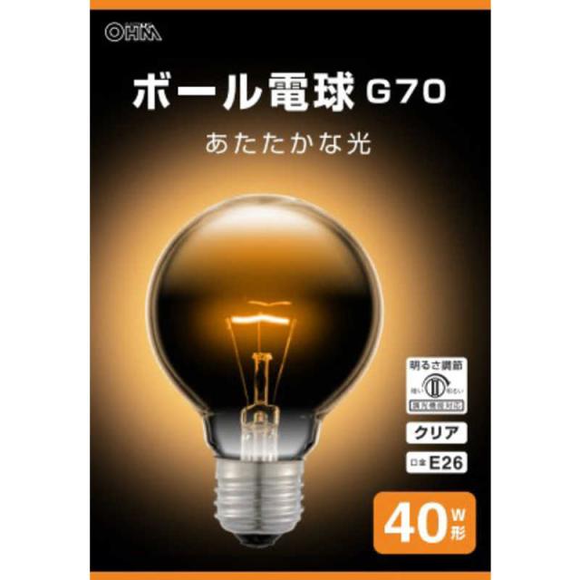 オーム電機 ボール電球 E26 40W形 G70 クリア [E26 /ボール電球形 /40W相当 /電球色 /1個 /全方向タイプ] LBG7640KCNの通販はau PAY マーケット ...