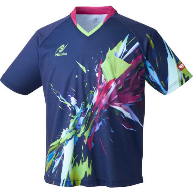 ニッタク　卓球用品 Nittaku ユニセックス ブライトバーストシャツ ネイビー 3S　NW2218