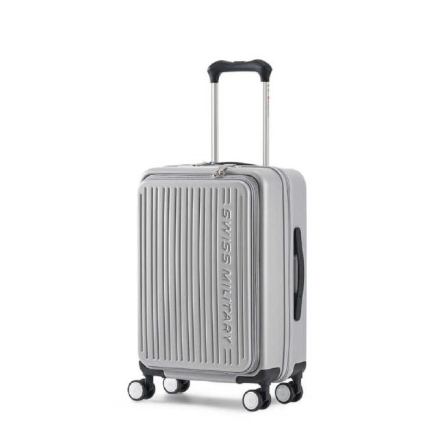 SWISSMILITARY　AVENTURA〔アベンチュラ〕スーツケース 55cm Sサイズ(機内持込可)/33L/フロントオープン/USB充電ポート/スーツケースカバー・ネームタグ付 ［TSAロック搭載］ シルバー　SM-A420P SILVER