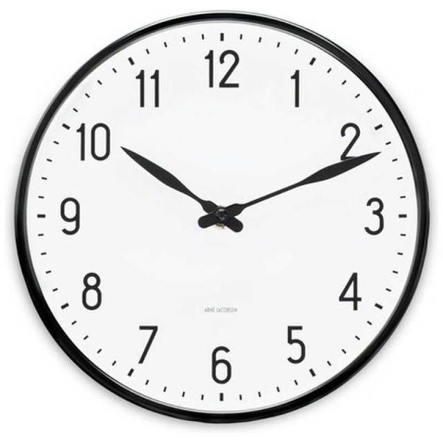 インテック　掛時計 Station Wall Clock 21cm white/black ARNE JACOBSEN(アルネ ヤコブセン)　AJ43633