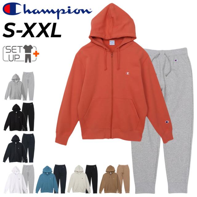 チャンピオン スウェット 上下 メンズ Champion パーカー パンツ セットアップ 無地 裏毛タイプ フルジップ パーカ テーパードパンツ 男性用 上下組 スエット コットンUSA ...