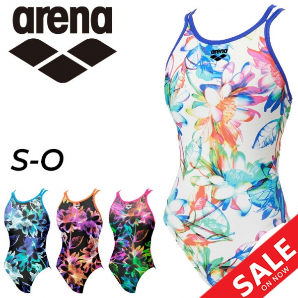 アリーナ レディース トレーニング水着 水泳 競泳 練習用 arena ECOタフ トレーニングワンピース（オープンバック）女性用 女子 ワンピースタイプ 練習用水着 ブランド タフスーツ 耐塩素 スイムウェア 花柄 総柄 スイムスーツ/AS5SWM06L【返品不可】