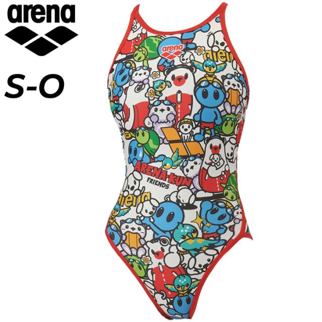 アリーナ arena レディース 水泳 競泳 練習用水着 arena トレーニングワンピース（オープンバック）パッドなし 女性 女子 トレーニング水着 アリーナくん 総柄 スイムウェア 耐塩素 ワンピース水着 ブランド 水泳水着 スイムウェア みずぎ/AS5FWM40L【返品不可】