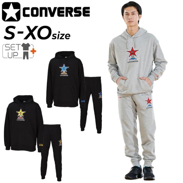 コンバース スウェット メンズ ユニセックス 上下 CONVERSE 長袖パーカー ロングパンツ セットアップ｜バスケットボール スポーツウェア 上下組｜スエット プルオーバー 長ズボン YUTAKA KOBAYASHI氏コラボ 服 ブランド アパレル/CB252253-CB252254