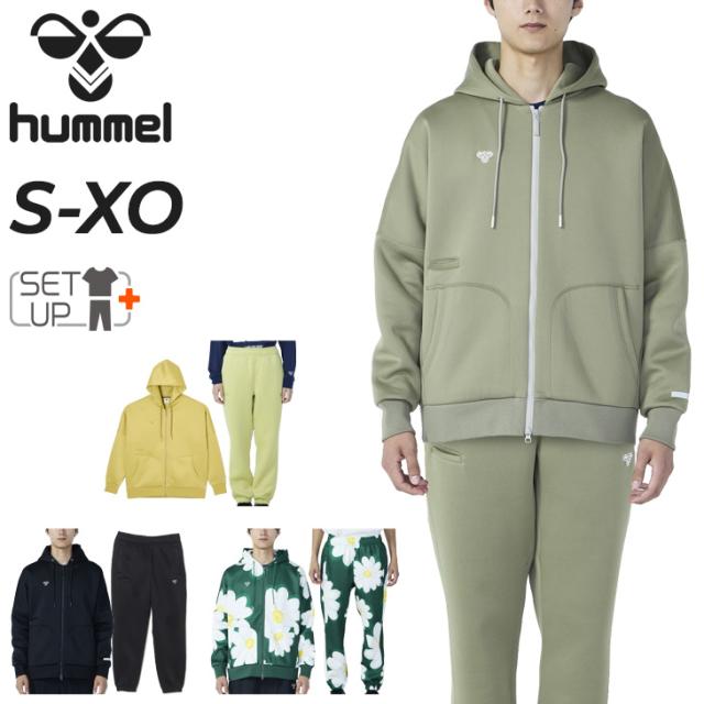 ヒュンメル スウェット 上下 メンズ レディース hummel PLAY フルジップジャケット ロングパンツ セットアップ ユニセックス ルーズ 吸汗速乾 無地 総柄 スエット 上下組 スポーツウエア 男女兼用 ブランド アパレル/HAP8303-HAP8303P