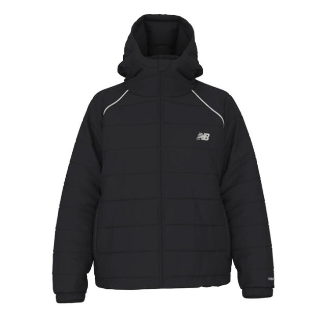 ニューバランス 中綿ジャケット レディース Newbalance パデッドショートジャケット 中わた 保温 はっ水 防寒 フード付き アウター スポーツウェア 女性用 パーカージャケット 秋 冬 ブランド 服 アパレル 通勤 通学 ワンポイント シンプル/AWJ53172-BK