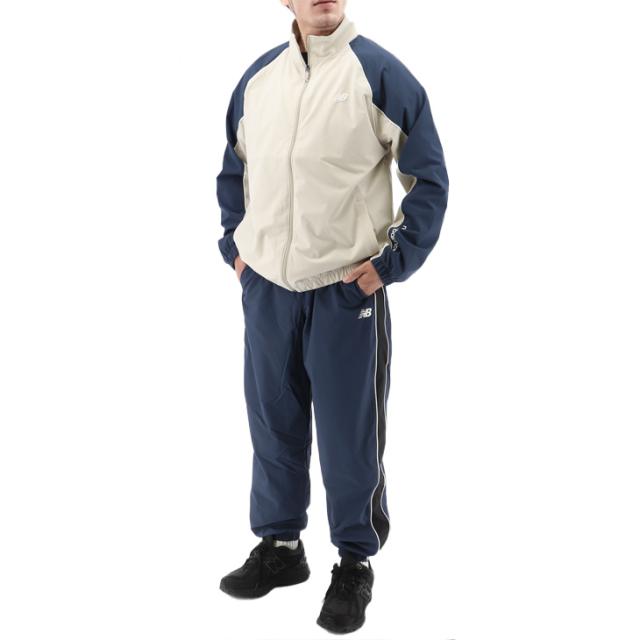 ニューバランス 上下セット メンズ Newbalance ウーブン ジャケット ロングパンツ 裏トリコット起毛 セットアップ スポーツウェア 男性用 裏起毛 トラックスーツ 保温 あたたかい アウター 長ズボン 上下組 ブランド アパレル/AMJ53171-AMP53173-SH