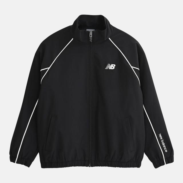 ニューバランス キッズ ジュニア ウーブンジャケット Newbalance 裏起毛 トラックジャケット 140cm 150cm 160cm 子供服 トレーニング スポーツウェア 子ども用 保温 アウター 上着 キッズジャケット 秋冬 ブランド アパレル キッズウエア/YJ53171-BK