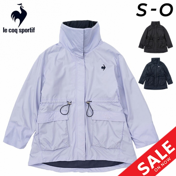 ルコック ハーフコート レディース lecoq sportif ウィンドブレーカー 裏地あり アウター はっ水 防風 保温 フルジップ 無地 防寒コート 女性用 スポーティ  レディースウェア 秋冬 ジャンバー ジャケット ブランド スポーツアパレル/QMWWJK05