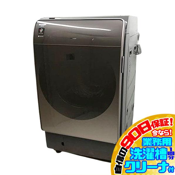 D9481YO ■1108 90日保証！【美品】ドラム式洗濯乾燥機 洗濯11kg 乾燥6kg 左開き シャープ ES-X11B-TL 25年製