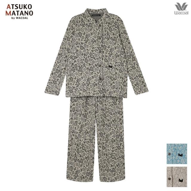 マタノアツコ ワコール wacoal パジャマ ルームウェア ナイトウェア 寝間着 部屋着 レディース 長袖 黒猫のアップリケ 秋冬 HDX597