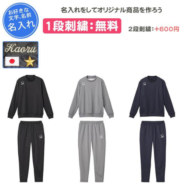 名入れ1段付き デサント ムーブスポーツ スウェット 上下 メンズ レディース 丸首スウェットシャツ・パンツ上下セット(st5sswt1m-st5spzt2m)