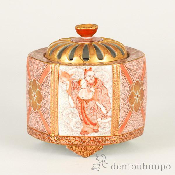 「送料無料」 九谷焼 香炉 赤絵人物文 6号 ( 木箱名入れ有料 木札名入れ有料 お香 線香 リラックス 仏具 人気 九谷焼 周年 創立 上場 )