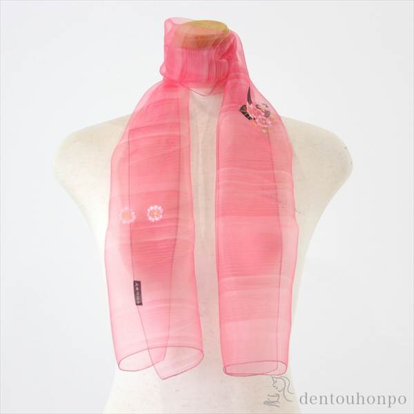 「送料無料」 天女の羽衣 加賀友禅染ショール 手描き 野ばら 小 ( 工房久恒 ストール 結婚式 大判 パーティー おしゃれ 加賀友禅 )