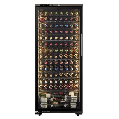 フォルスタージャパン ST-409GL(WK) ロングフレッシュ 日本製 120本収納 左開き 傾斜ラック 新冷媒 25年モデル  ウッドブラック