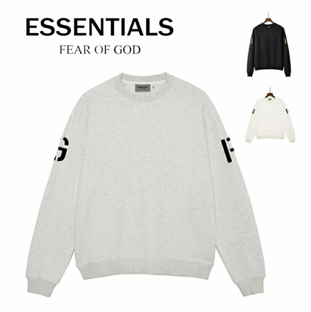 ESSENTIALS パーカー プルオーバー スウェットシャツ クルーネック FOG FG 大きいサイズ 人気 トレーナー プルオーバー スウェット 長袖 無地 おしゃれ カジュアル 丸首 かっこいい 男女兼用 春秋服 [並行輸入品]