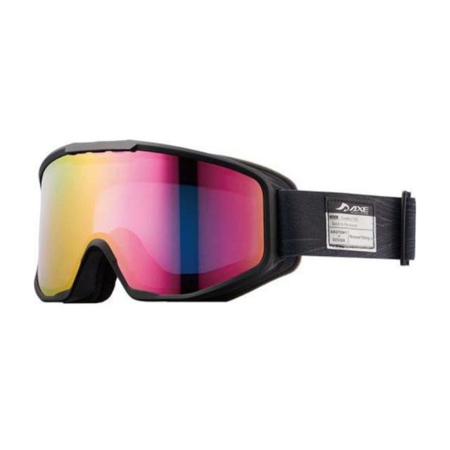 アックス(AXE)ゴーグル スキー スノーボード スノボ 眼鏡対応 くもり止め スノー ゴーグル ブラック ピンクミラー AX…