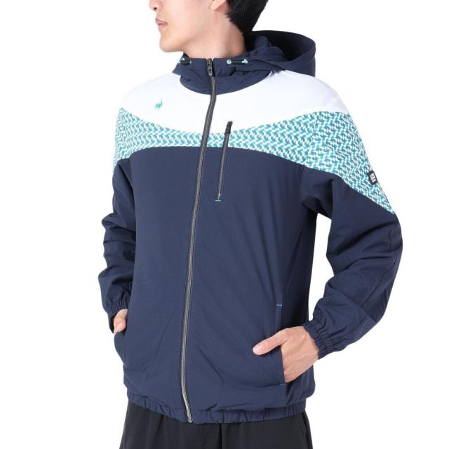 ルコックスポルティフ(lecoqsportif)ゴルフウェア アウター 防風 ストレッチフォーサー フード付き起毛裏地ブルゾン…