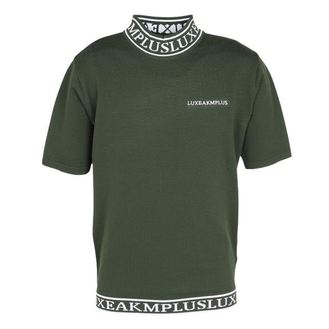 リュクスエイケイエムプラス(LUXEAKMPLUS)ゴルフウェア カラーロゴ 半袖ニットTシャツ LAK-25001khaki…