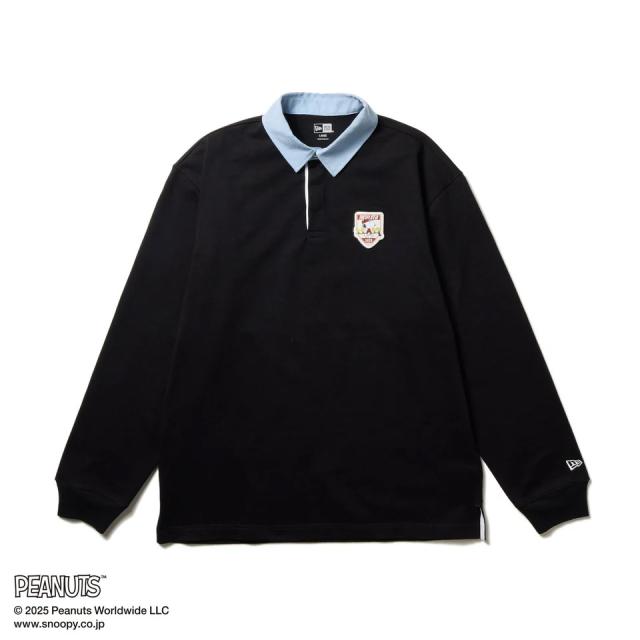 ニューエラ(NEW ERA)ゴルフウェア ラグビーシャツ PEANUTS ピーナッツ ワッペン ブラック 14344458(M…