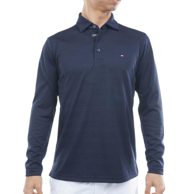トミーヒルフィガー( )ゴルフウェア ロゴジャガード 長袖台衿付きシャツ THMA568-NVY(M…