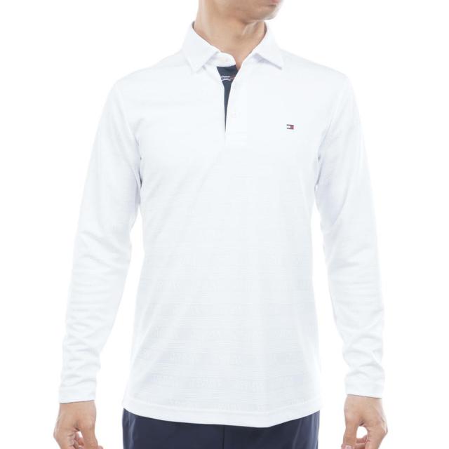 トミーヒルフィガー( )ゴルフウェア ロゴジャガード 長袖台衿付きシャツ THMA568-WHT(M…