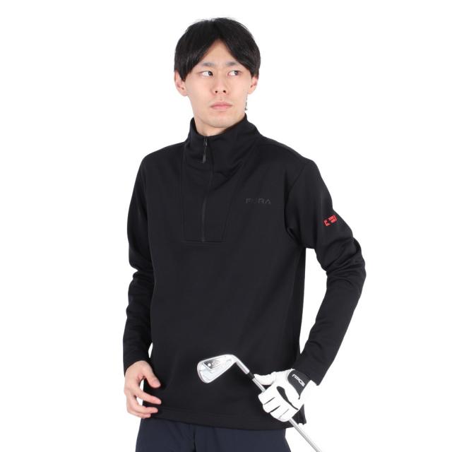 フィドラ(FIDRA)ゴルフウェア ハーフジップ 長袖 モックネックシャツ FV5STG11 BLK(Men’s)