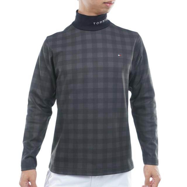 トミーヒルフィガー( )ゴルフウェア チェック柄 長袖ハイネックシャツ THMA569-BLK(Me…