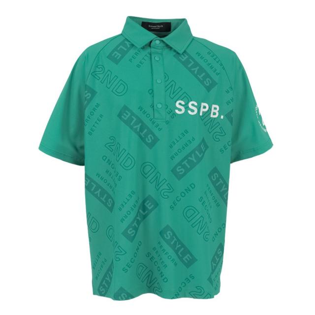 Second Style(Second Style)ゴルフウェア 吸水速乾 接触冷感 総柄ビッグ半袖ポロシャツ 242224-…