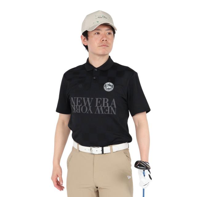 ニューエラ(NEW ERA)ゴルフウェア 吸汗速乾 半袖 ポロシャツ Checker Pattern ブラック 1439151…