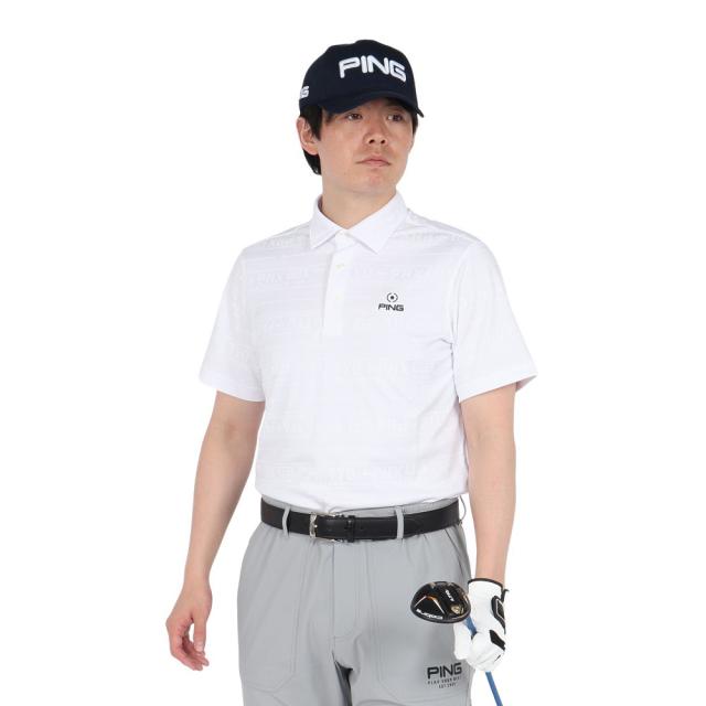 ピン(PING)ゴルフウェア チケット柄ジャガード 半袖ポロシャツ 621-5160219-030(Men’s)