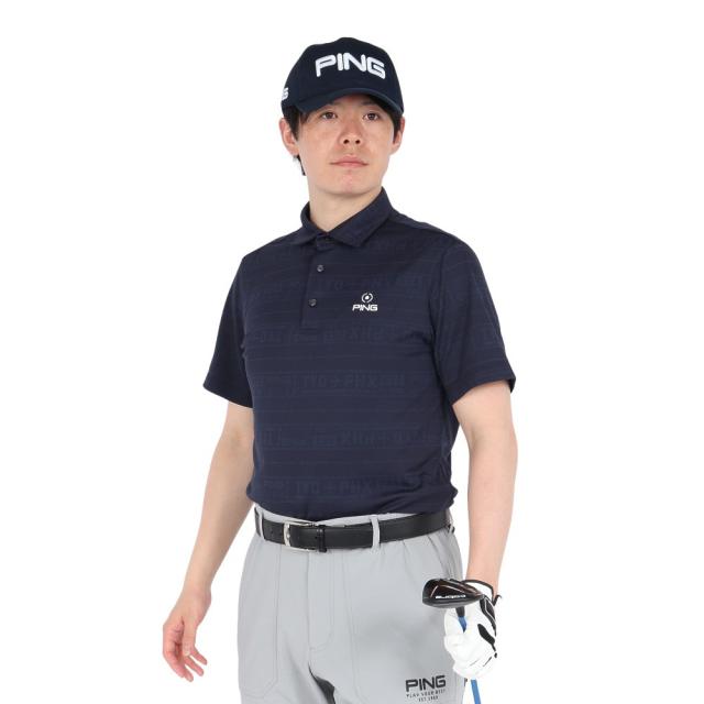 ピン(PING)ゴルフウェア チケット柄ジャガード 半袖ポロシャツ 621-5160219-120(Men’s)
