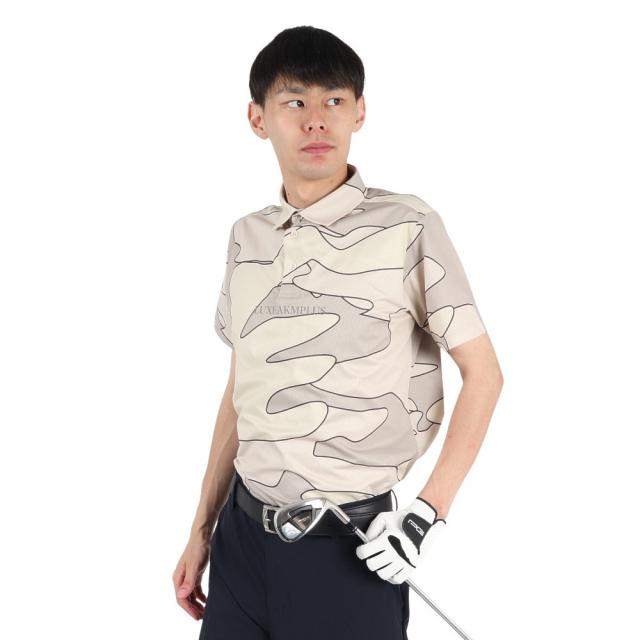 リュクスエイケイエムプラス(LUXEAKMPLUS)ゴルフウェア カモ柄 半袖ポロシャツ LAH-25008beige(Men…