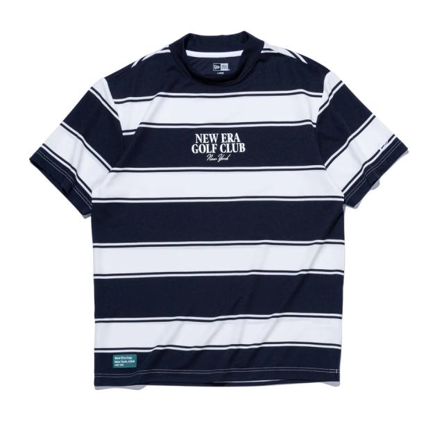 ニューエラ(NEW ERA)ゴルフウェア ボーダー柄 鹿の子 ミッドネック 半袖Tシャツ NEW ERA GOLF CLUB …