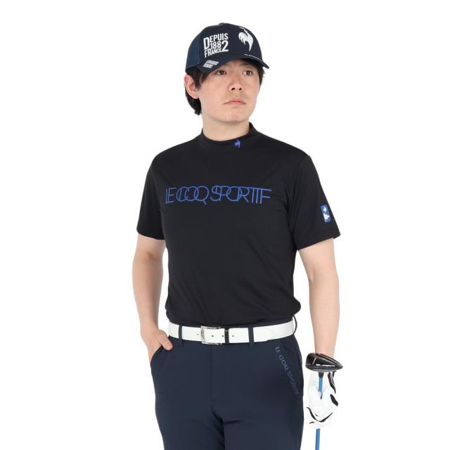 ルコックスポルティフ(lecoqsportif)ゴルフウェア 吸汗速乾 半袖 カラーブロック柄 モックネック 半袖シャツ LG…
