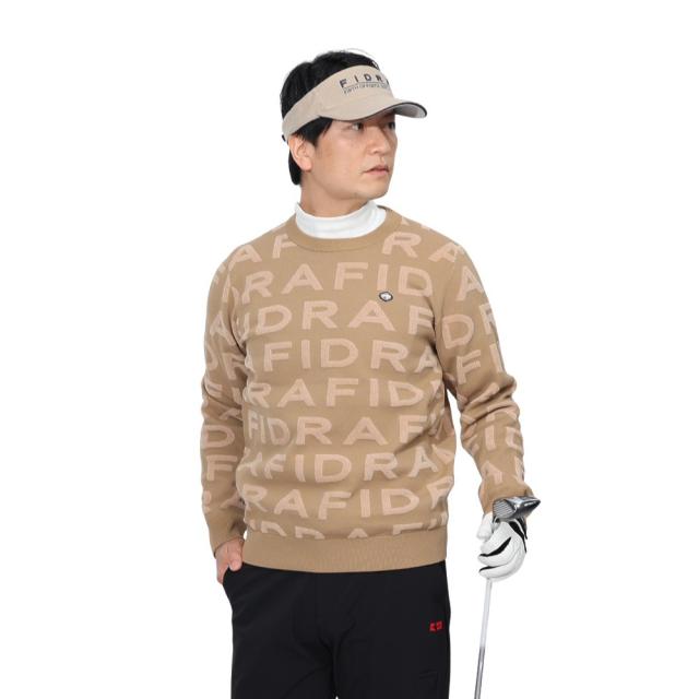 フィドラ(FIDRA)ゴルフウェア 保温 長袖 ジャカードロゴニット FD5STJ08 BEG(Men’s)