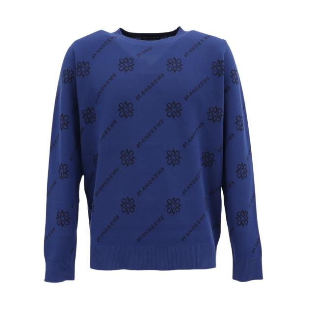 セントアンドリュース(ST.ANDREWS)ゴルフウェア 14Gロゴ ケルトジャガード 長袖 クルーネック プルオーバー 04…