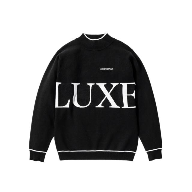 リュクスエイケイエムプラス(LUXEAKMPLUS)ゴルフウェア ビッグロゴモックネックニット LAK-24052black(…