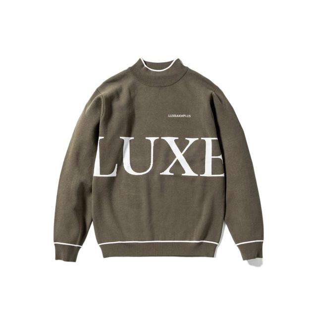リュクスエイケイエムプラス(LUXEAKMPLUS)ゴルフウェア ビッグロゴモックネックニット LAK-24052khaki(…